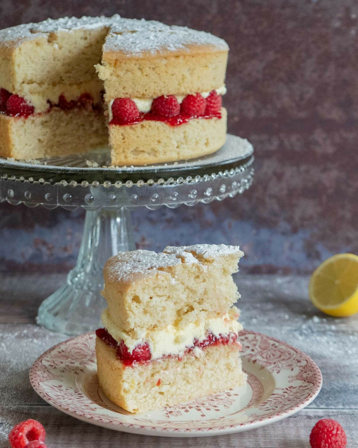 Vegan Lemon and Raspberry Cake