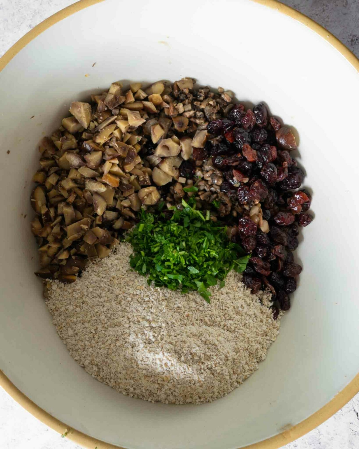 Vegan Chestnut Stuffing with Mushrooms and Cranberries